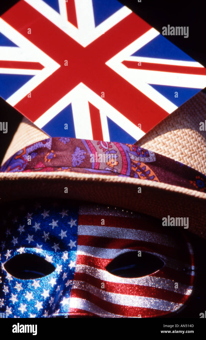 Union Jack flag over Stars and Stripes mask Stock Photo - Alamy