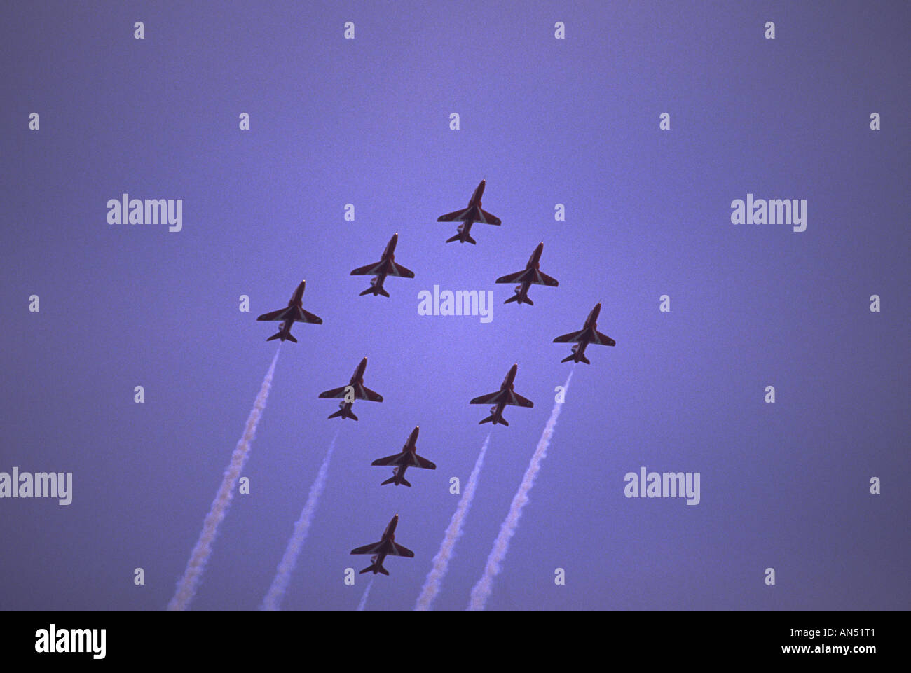 The Red Arrows air display team performing at the clacton on sea annual ...