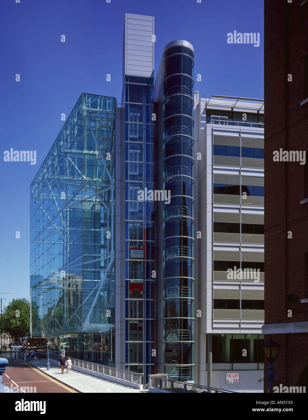 K2, Tower Bridge House, London, 2006. Glass facade, lift shaft and ...