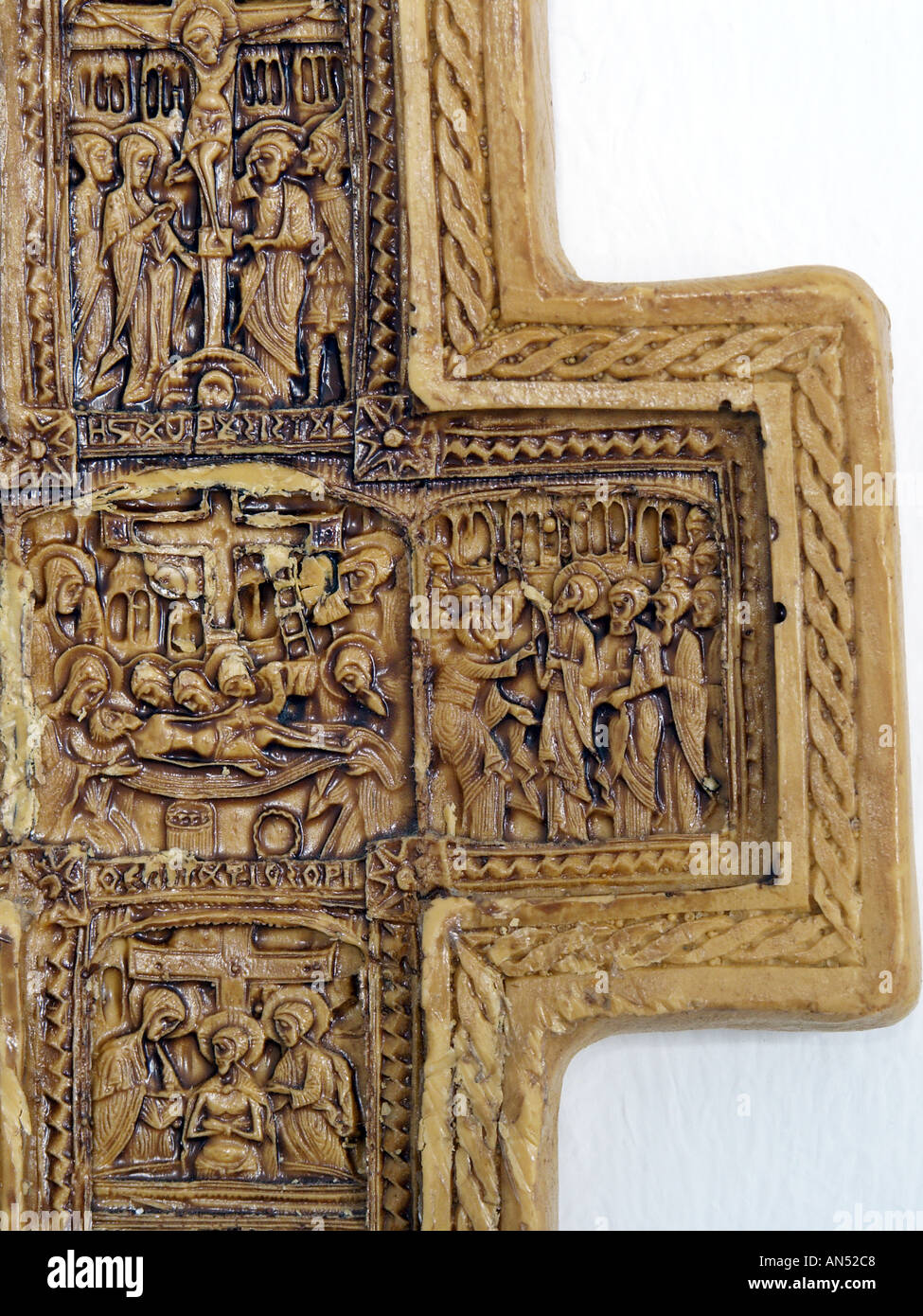 Religious Handmade beeswax Cross with multiple image engravings detail ...