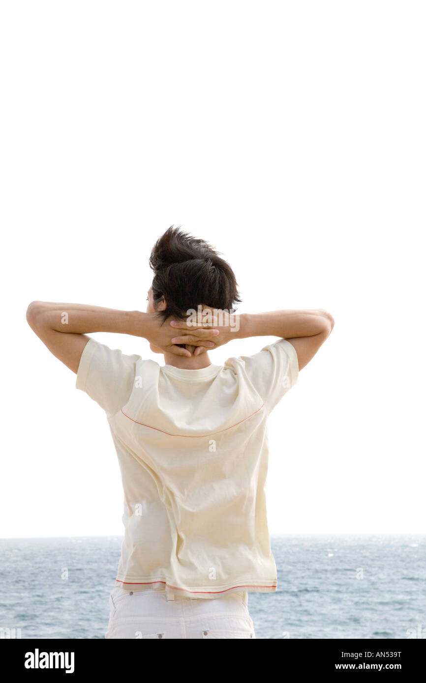Back figure of Japanese man Stock Photo - Alamy