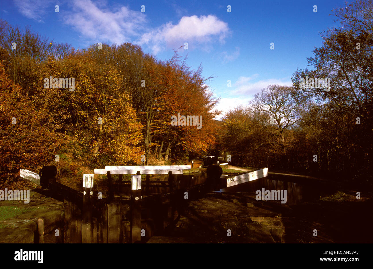 Locks on the Huddersfield Narrow Canal at Marsden, West Yorkshire ...