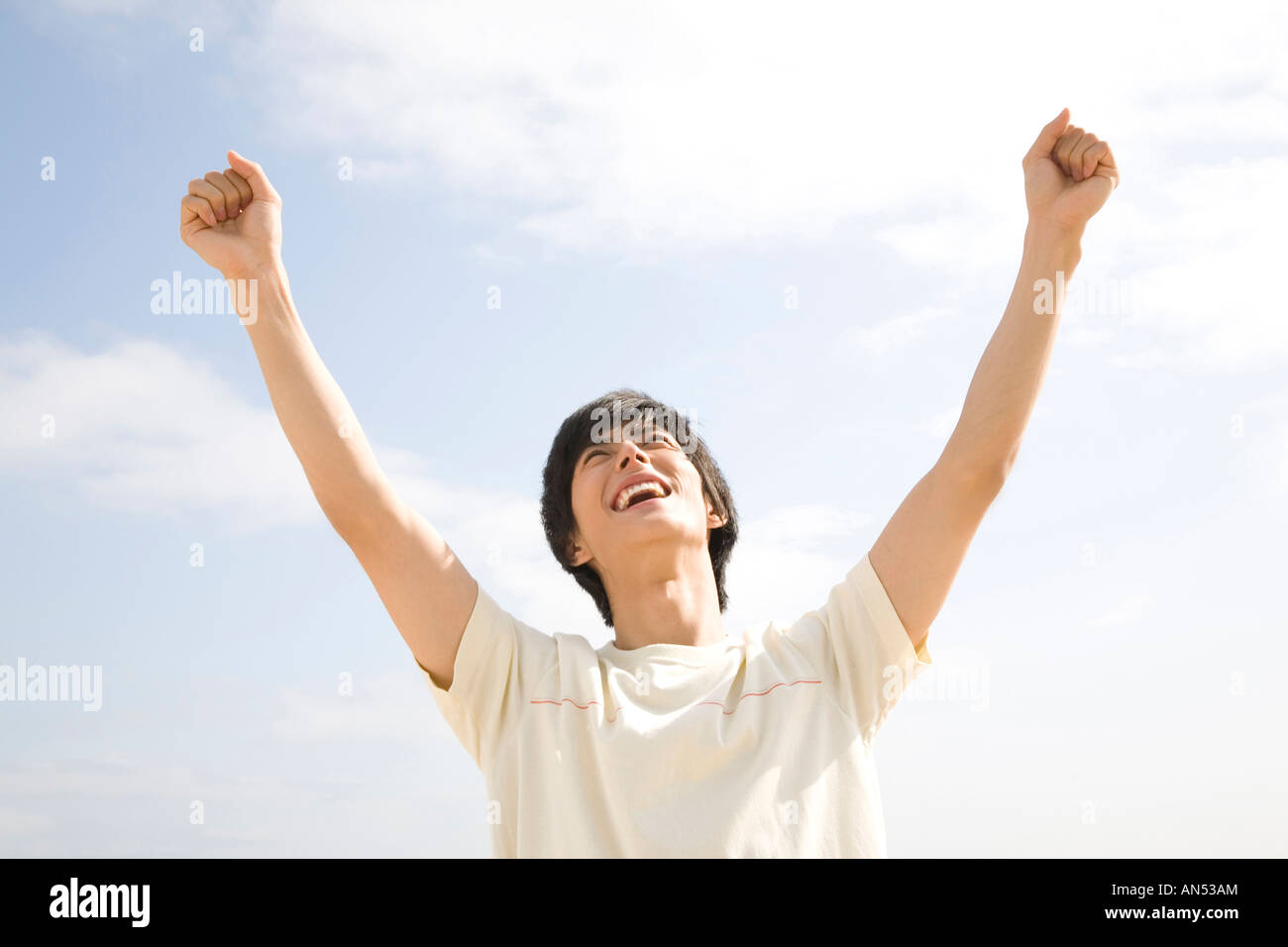 Japanese man stretching back Stock Photo - Alamy