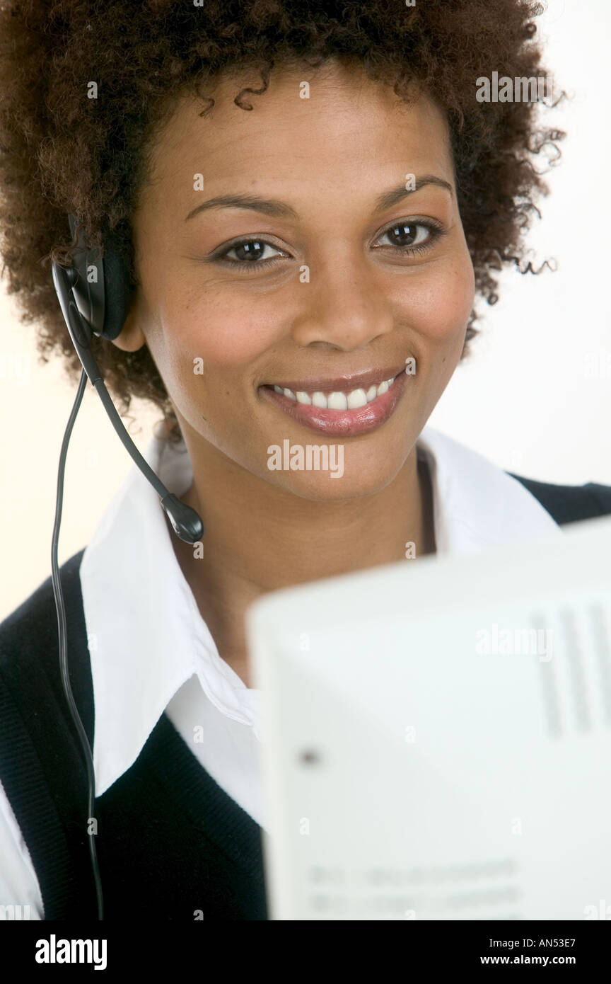 African american black female telemarketer service hi-res stock ...