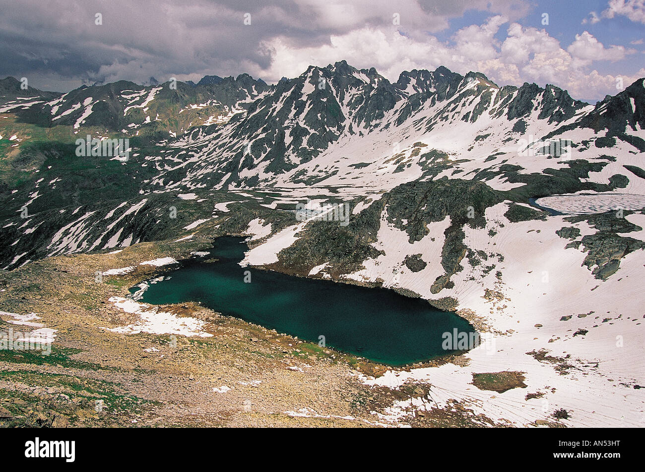 Scenic view of mountain lake in eastern Black Sea Mountains , Rize ...