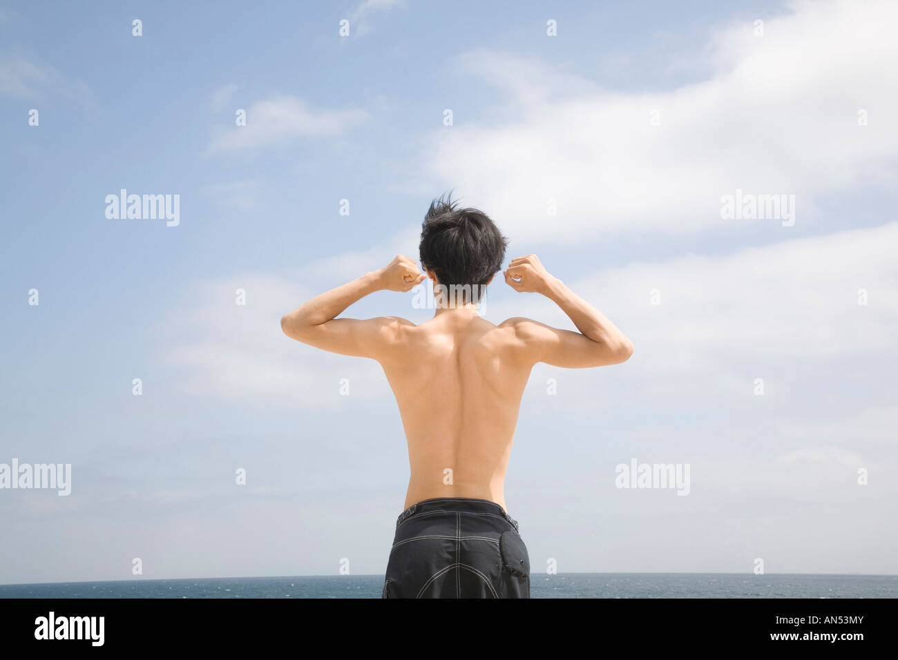 Back figure of Japanese man Stock Photo - Alamy