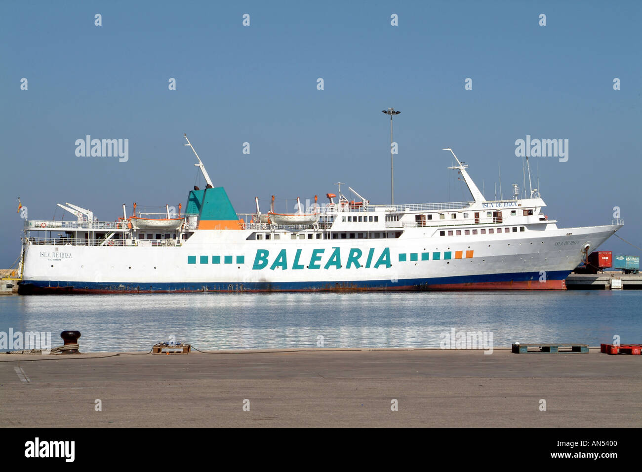 Balearias RoRo Ferry Isla De Ibiza Docked in Denia Spain Espana Stock ...