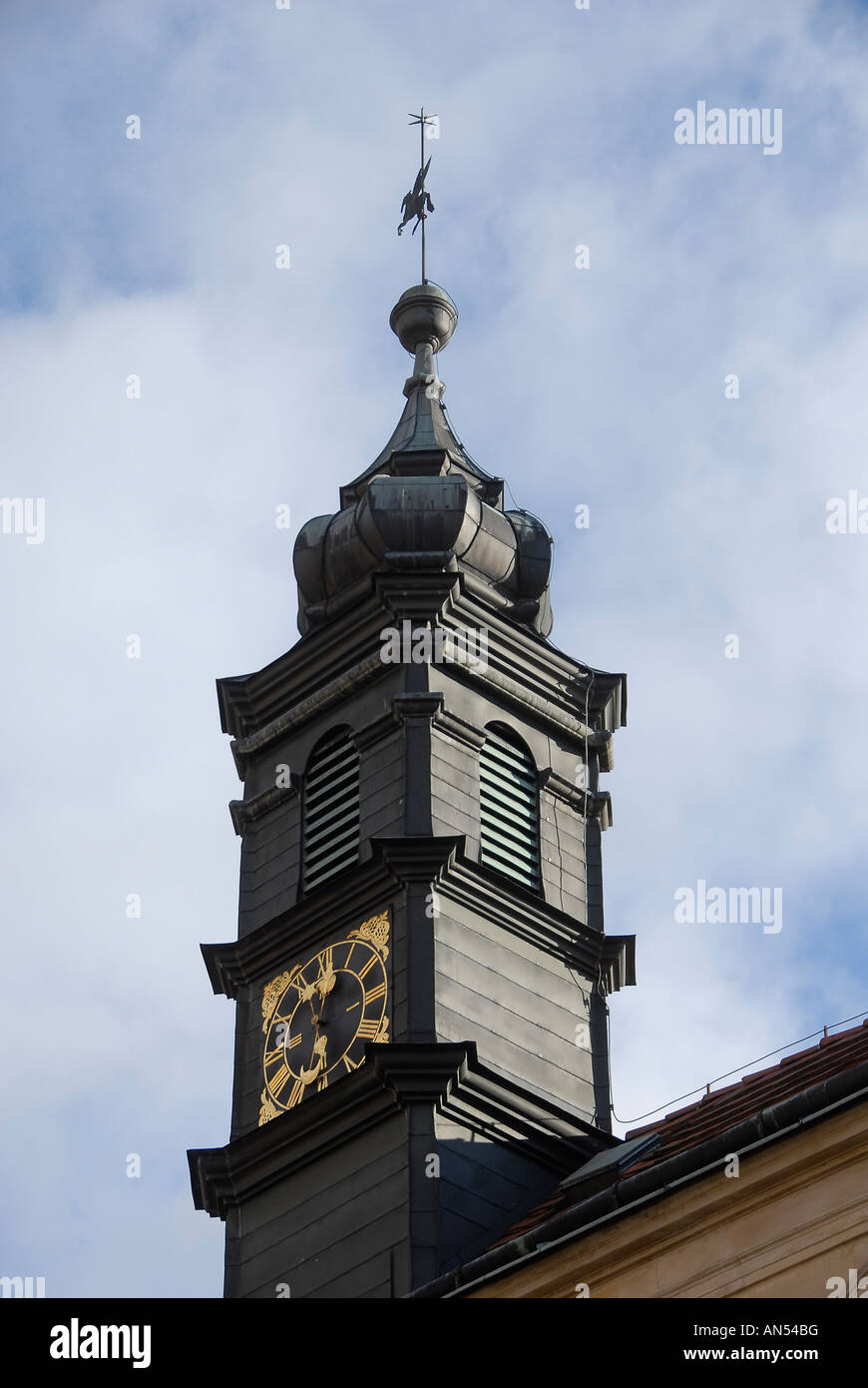 Clock tower of the Renaissance Litomysl Chateau castle dating from the ...