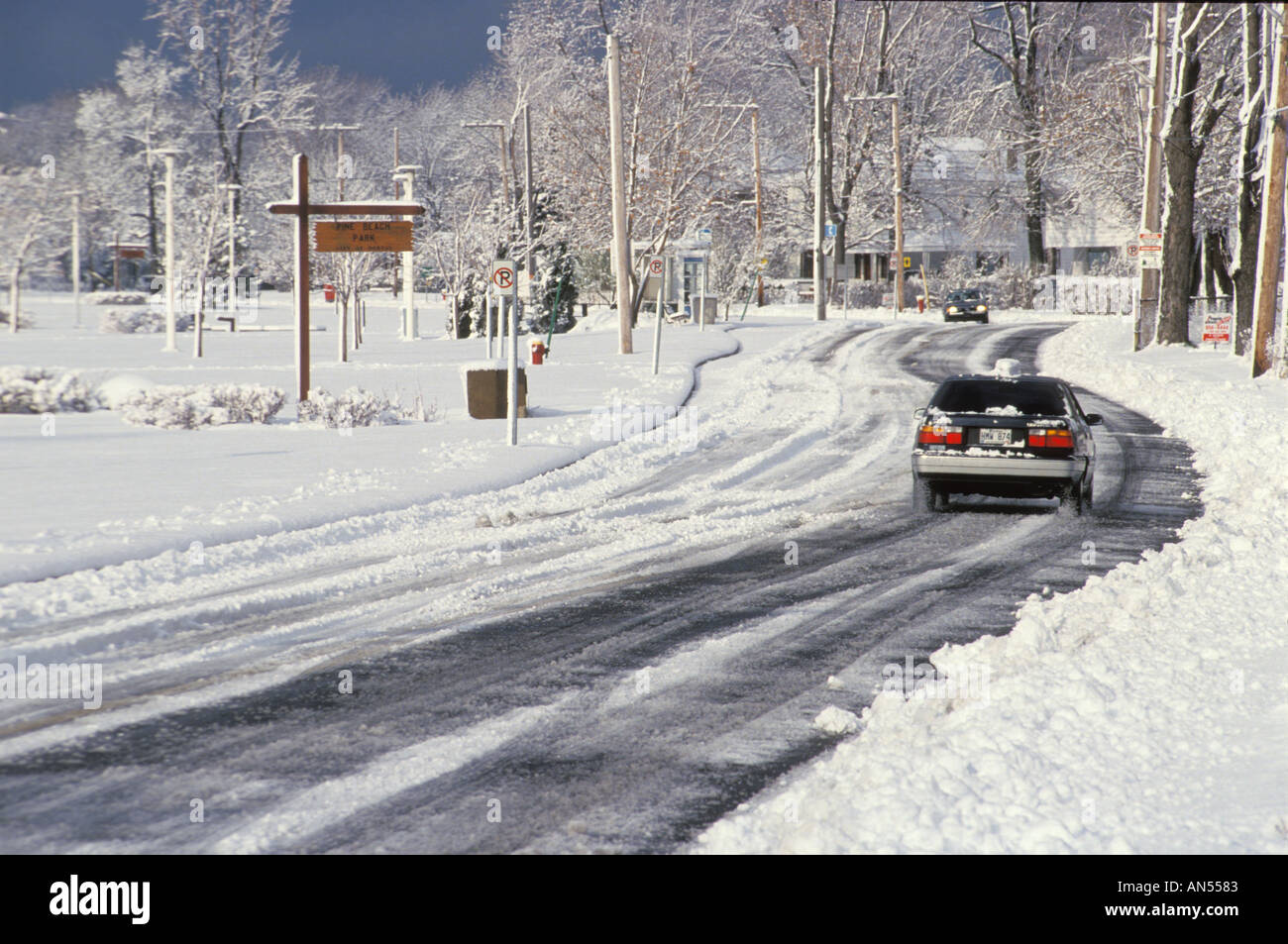 winter road scene Stock Photo - Alamy