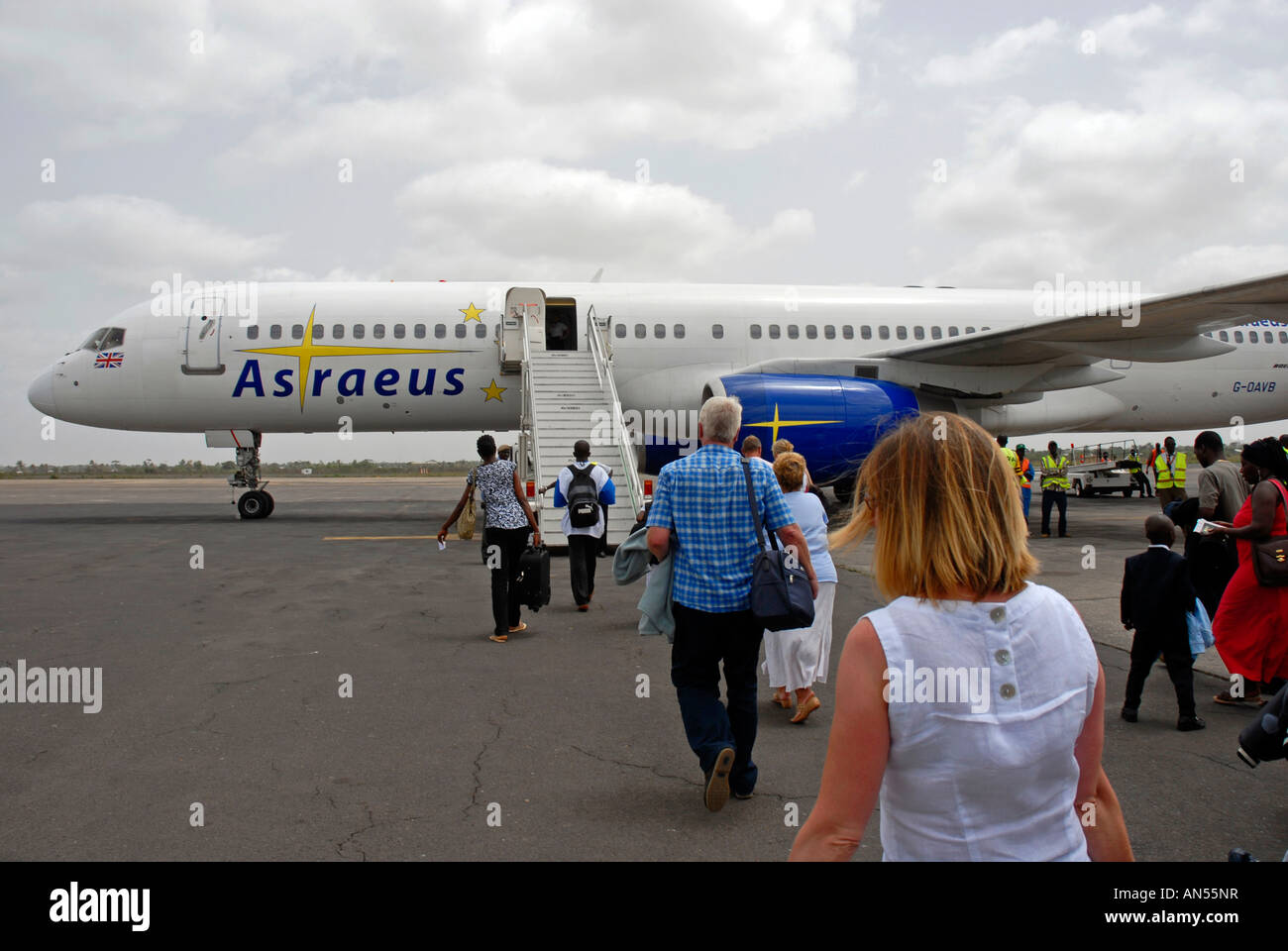 Astraeus Airlines plane with tourists Stock Photo - Alamy