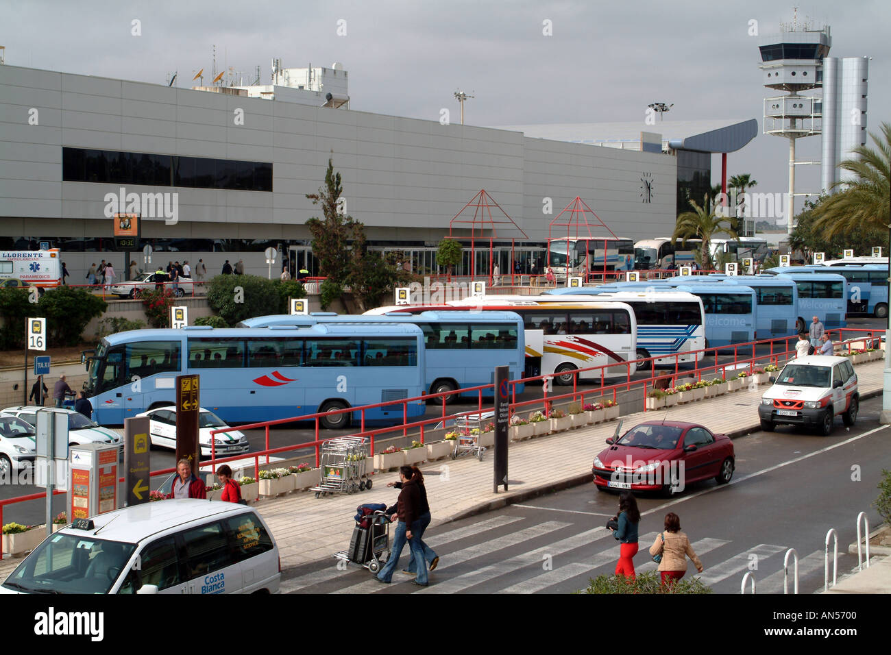 Costa Blanca Southern Spain Alicante Airport Buses Stock Photo - Alamy