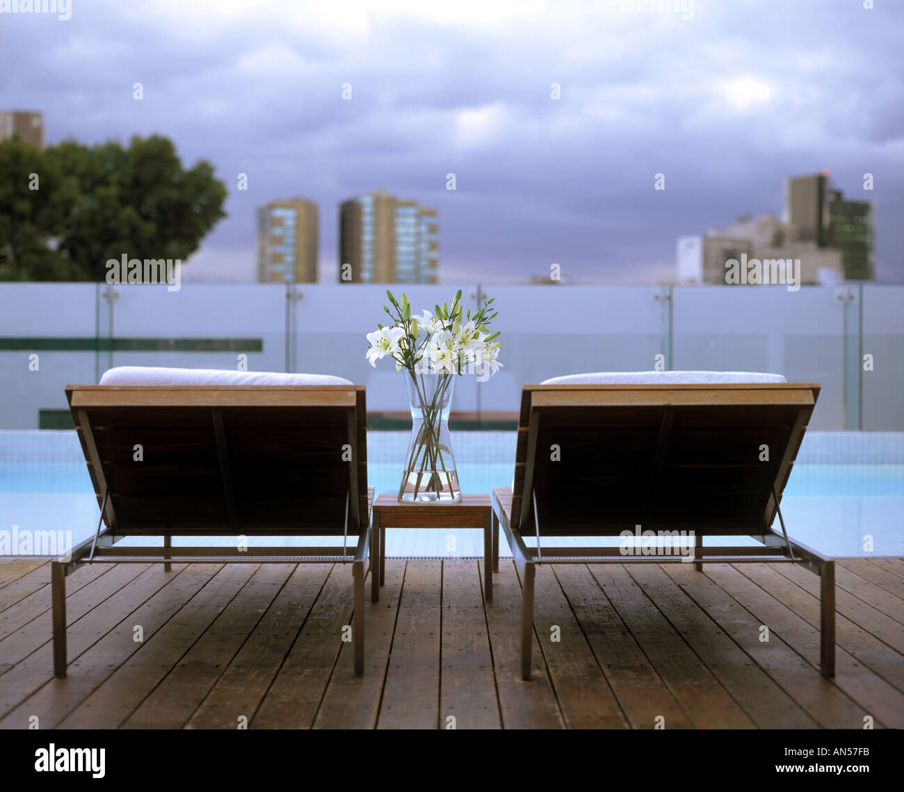 Rooftop swimming pool of the hotel habita in Mexico City Stock Photo ...