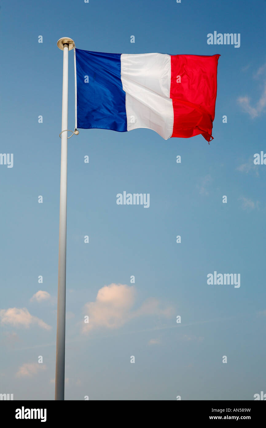 Waving French Flag Stock Photo - Alamy