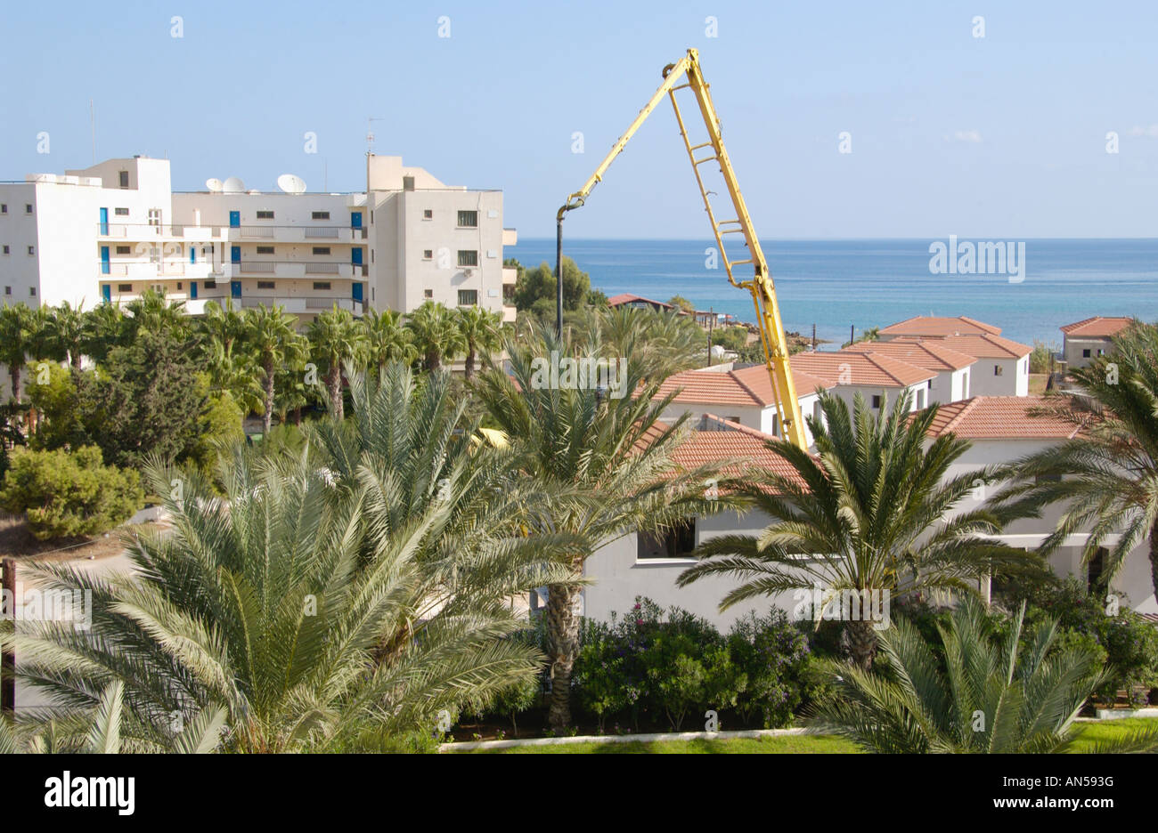 Houses under construction at Pernera Cyprus EU concrete pump at work ...