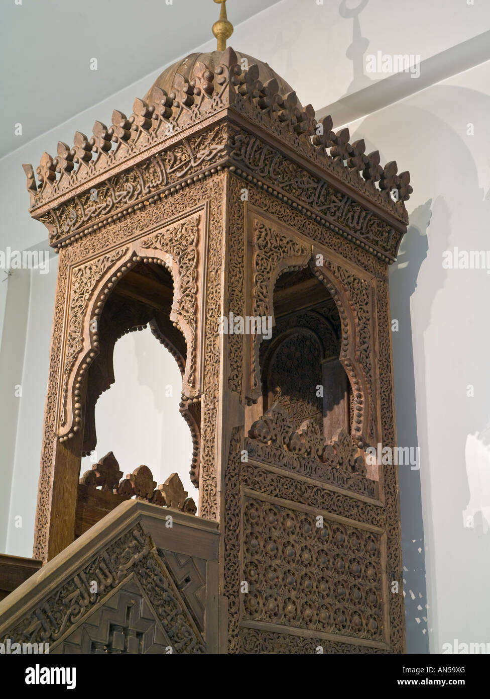 detail of wooden minbar, from Mosque of Nur al-Din, Hama, Syria Stock ...