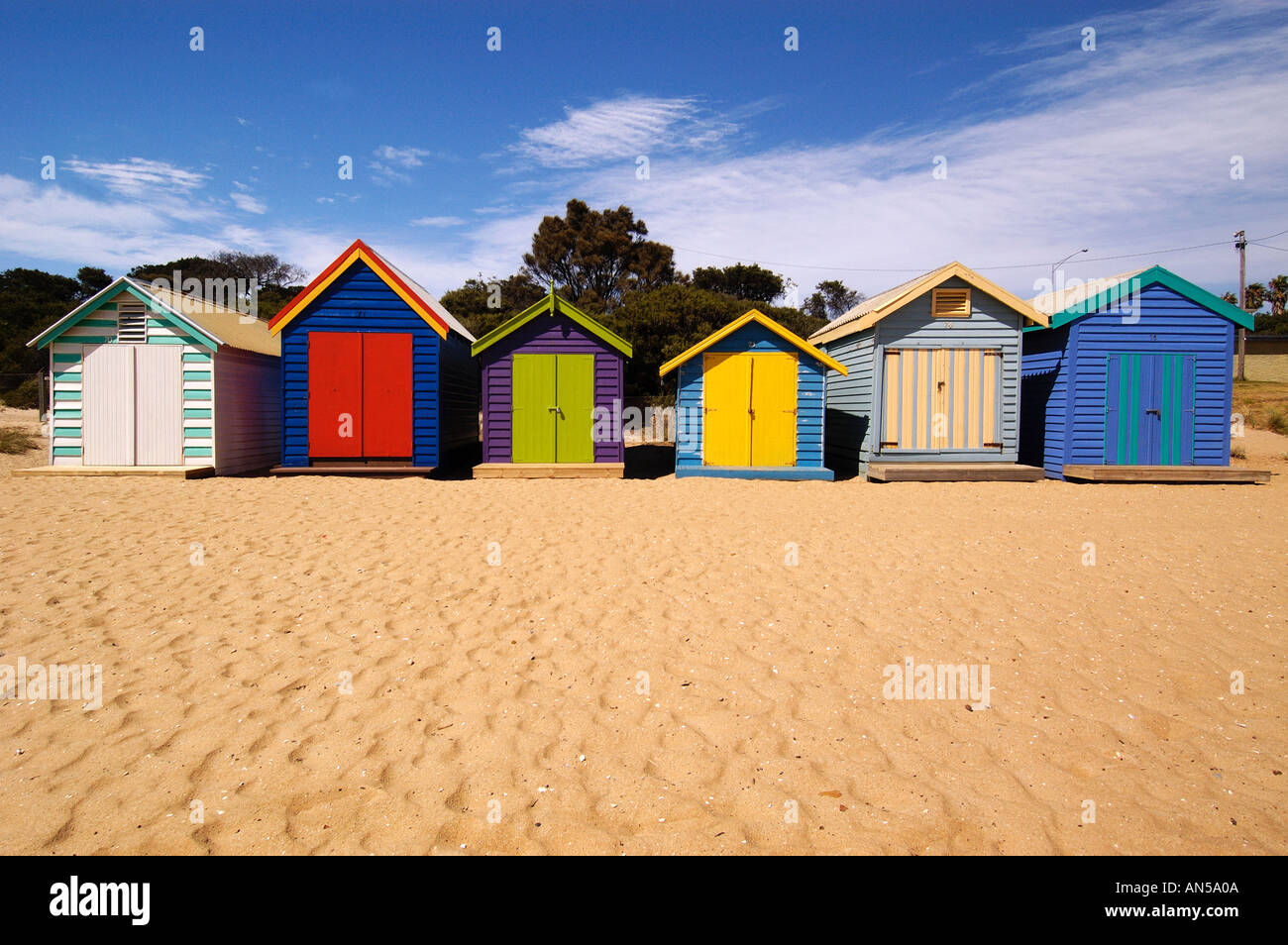 Beach huts on Brighton Beach in Melbourne Australia Stock Photo - Alamy