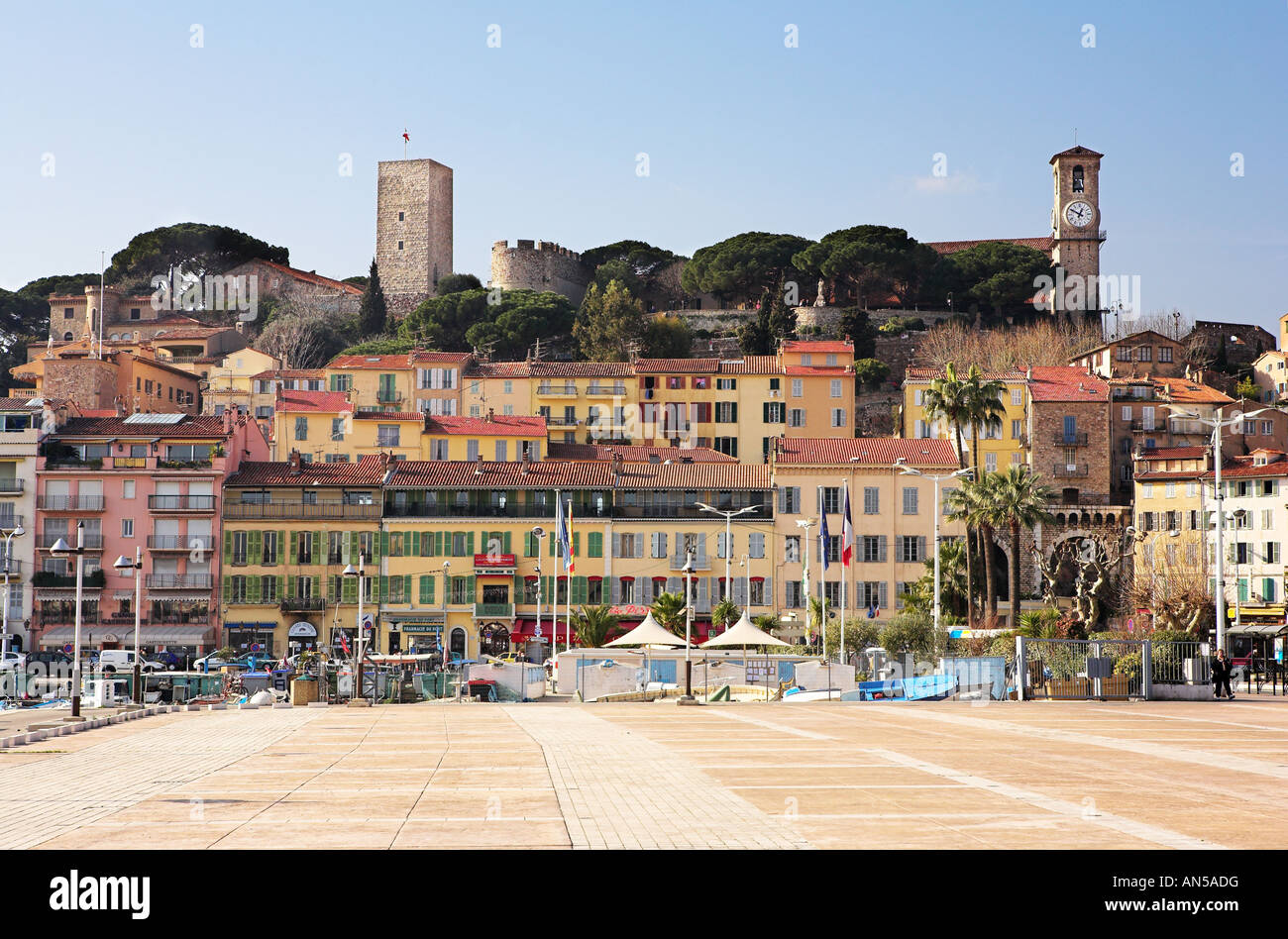 The skyline from the harbour square in Cannes France People in ...