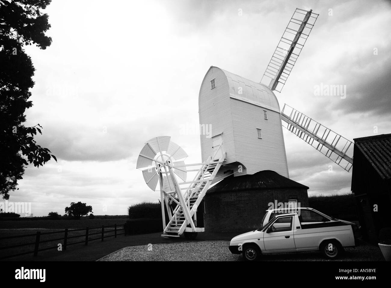 Post mill windmill Black and White Stock Photos & Images - Alamy
