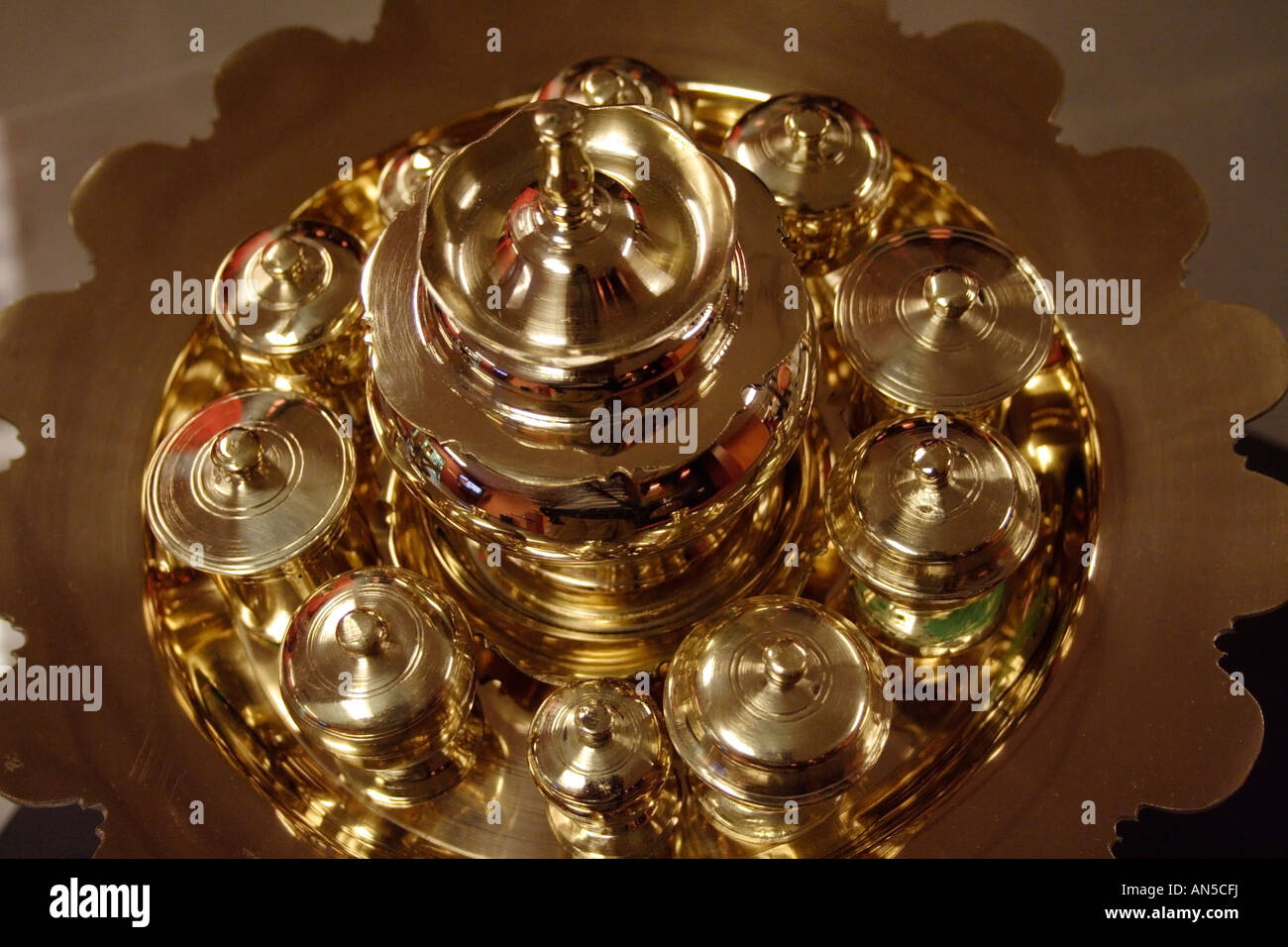 A set of fine brassware It is a traditional malay design hand made in ...