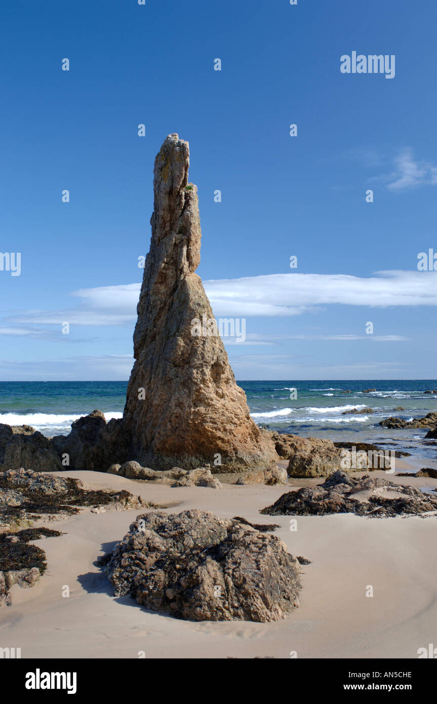 One of the Three Kings, rock stacks on Cullen beach, Moray. Grampain ...