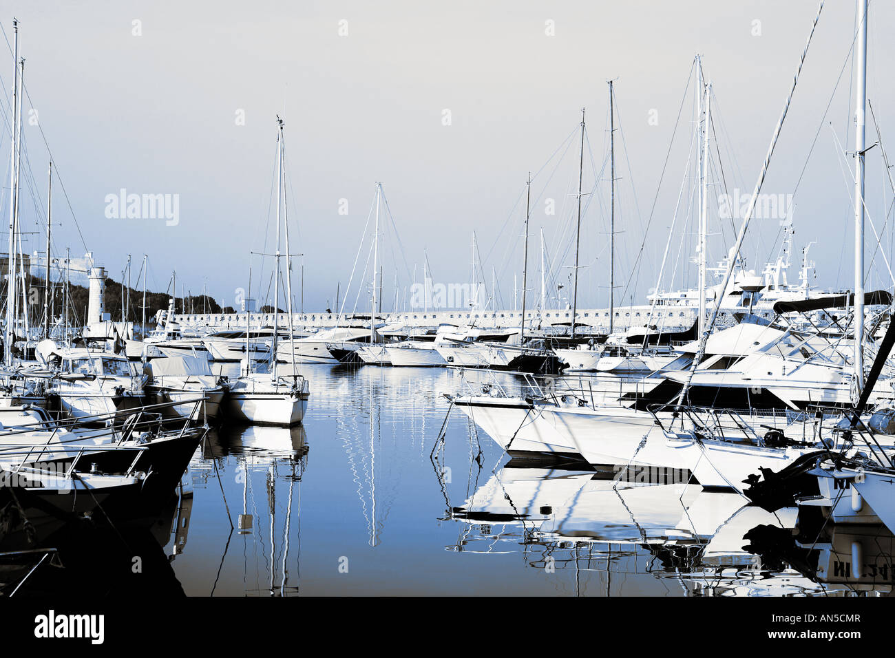 A harbor in Antibes France Duo tone Copy space Stock Photo - Alamy