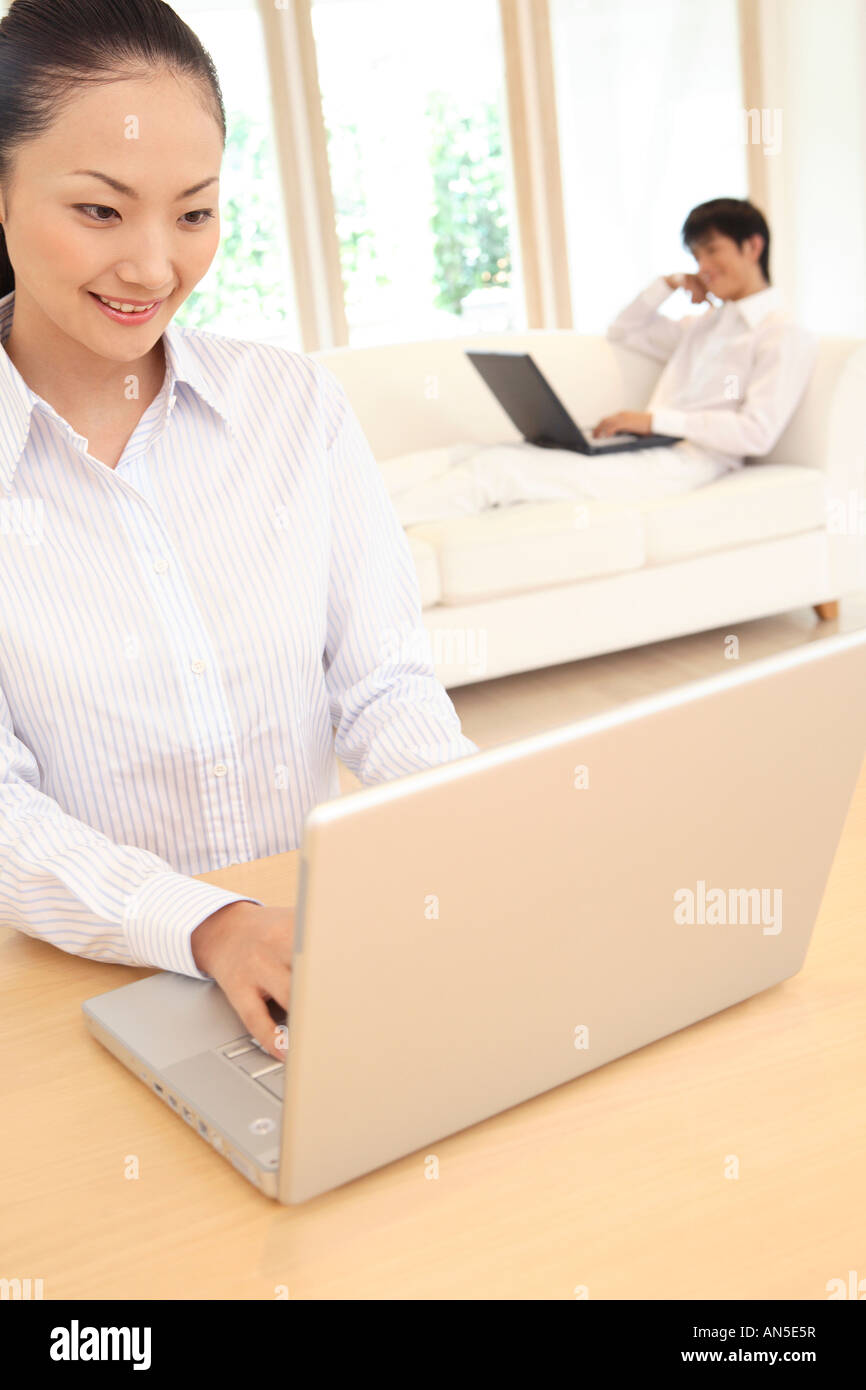 Office lady operating a PC Stock Photo - Alamy