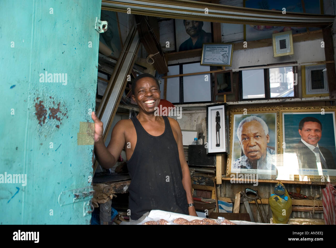 shop proprietor, arab quarter, dar es salaam, tanzania Stock Photo - Alamy