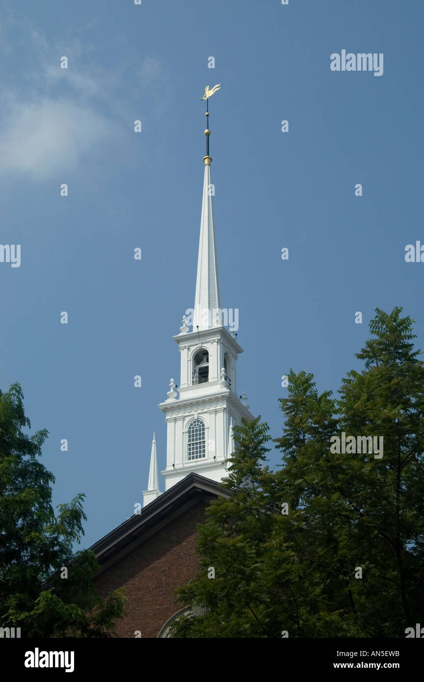 The spire of the Memorial Church Harvard Cambridge Boston Massachusetts ...