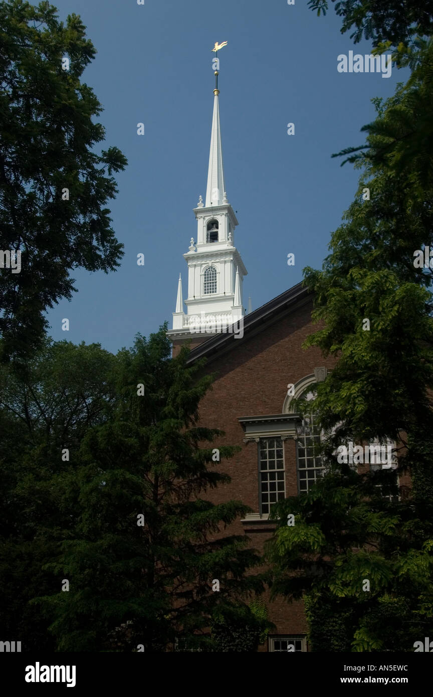 The spire of the Memorial Church Harvard Cambridge Boston Massachusetts ...