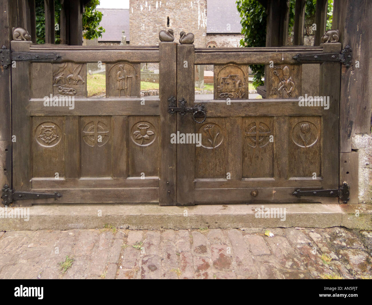 St Saint Cenydd church Llangennith Wales Stock Photo - Alamy