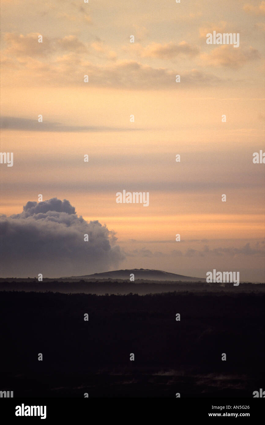 The peak of Mauna Ulu and Lua Manu Crater at dawn seen from Kilauea ...