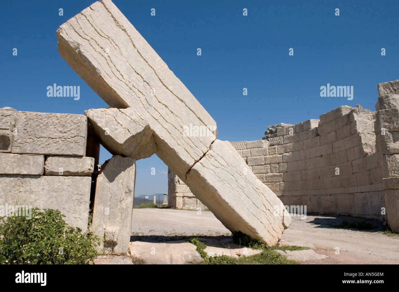 The massive stone remains of the Arcadia gate at ancient Messene Ithomi ...