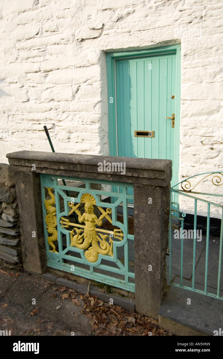 Heraldic device on gate designed by Clough Williams Ellis , Brondanw ...