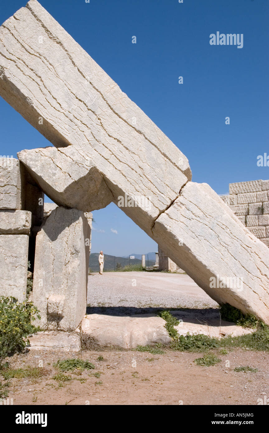 The massive stone remains of the Arcadia gate at ancient Messene Ithomi ...