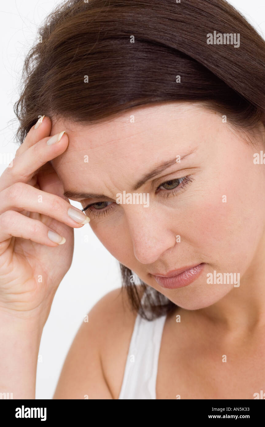 woman looking stressed Stock Photo - Alamy