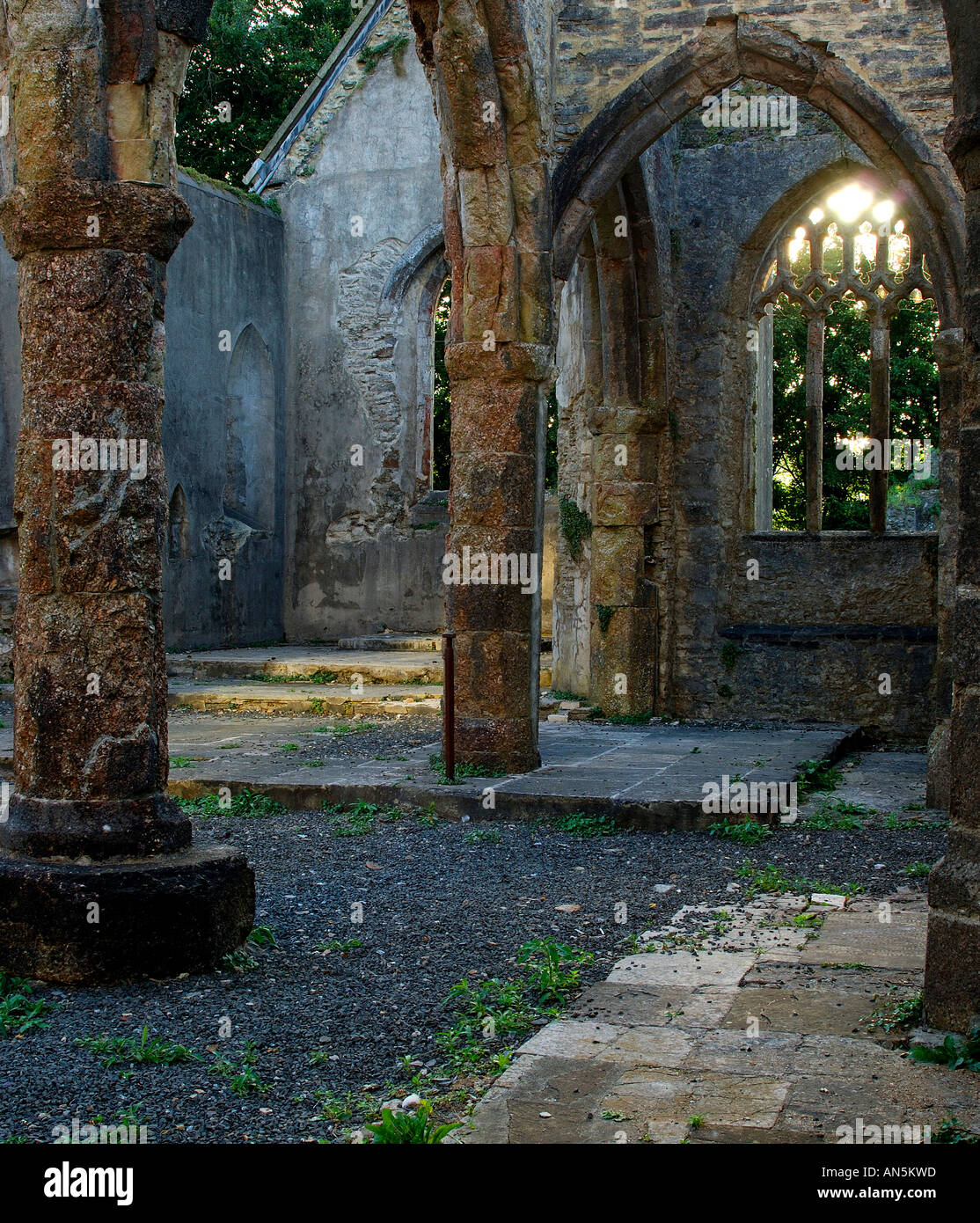 Interior of a burnt out church attacked by arsonists and left as a ...