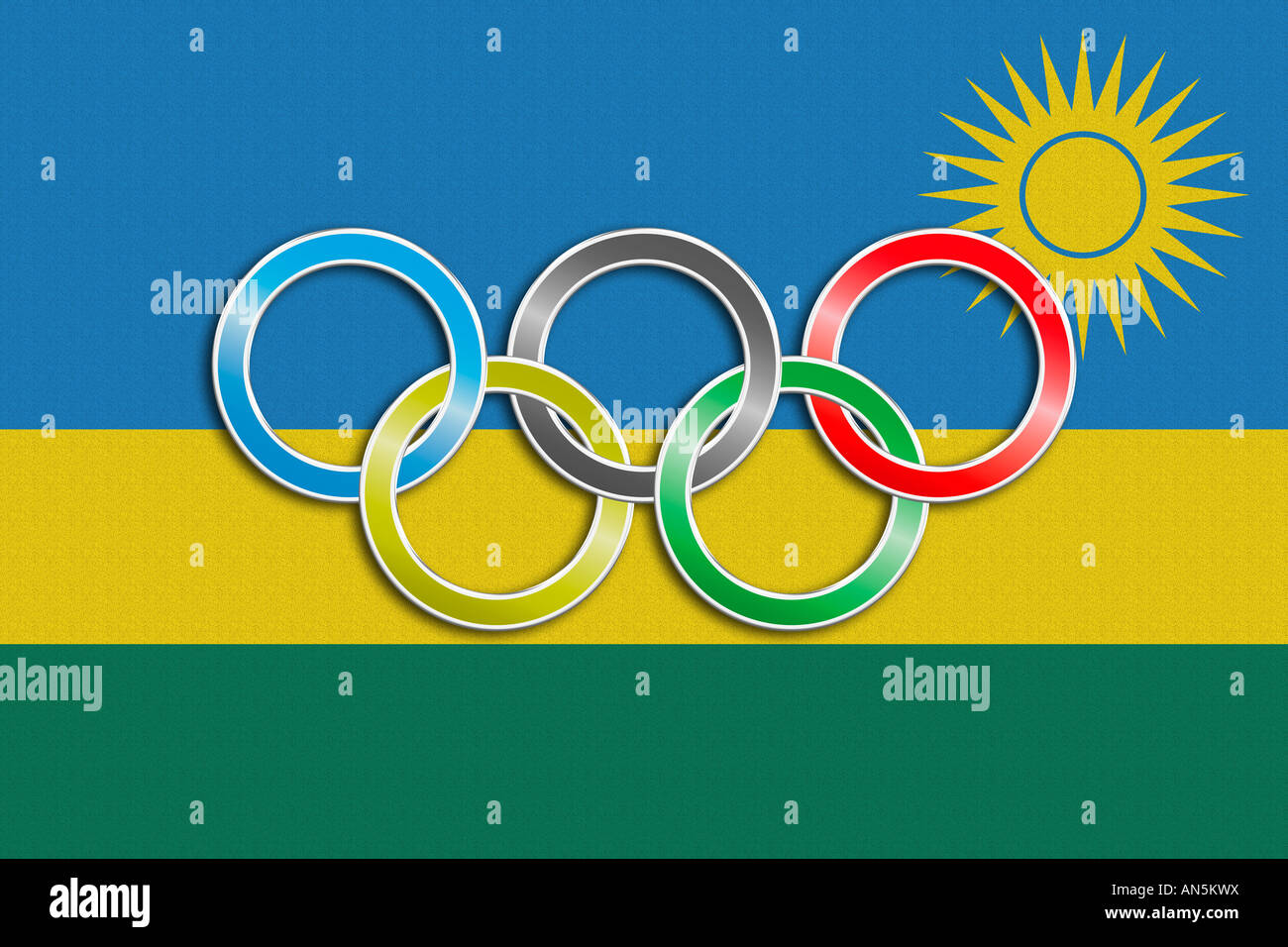 Flag of Rwanda with olympic symbol Stock Photo - Alamy