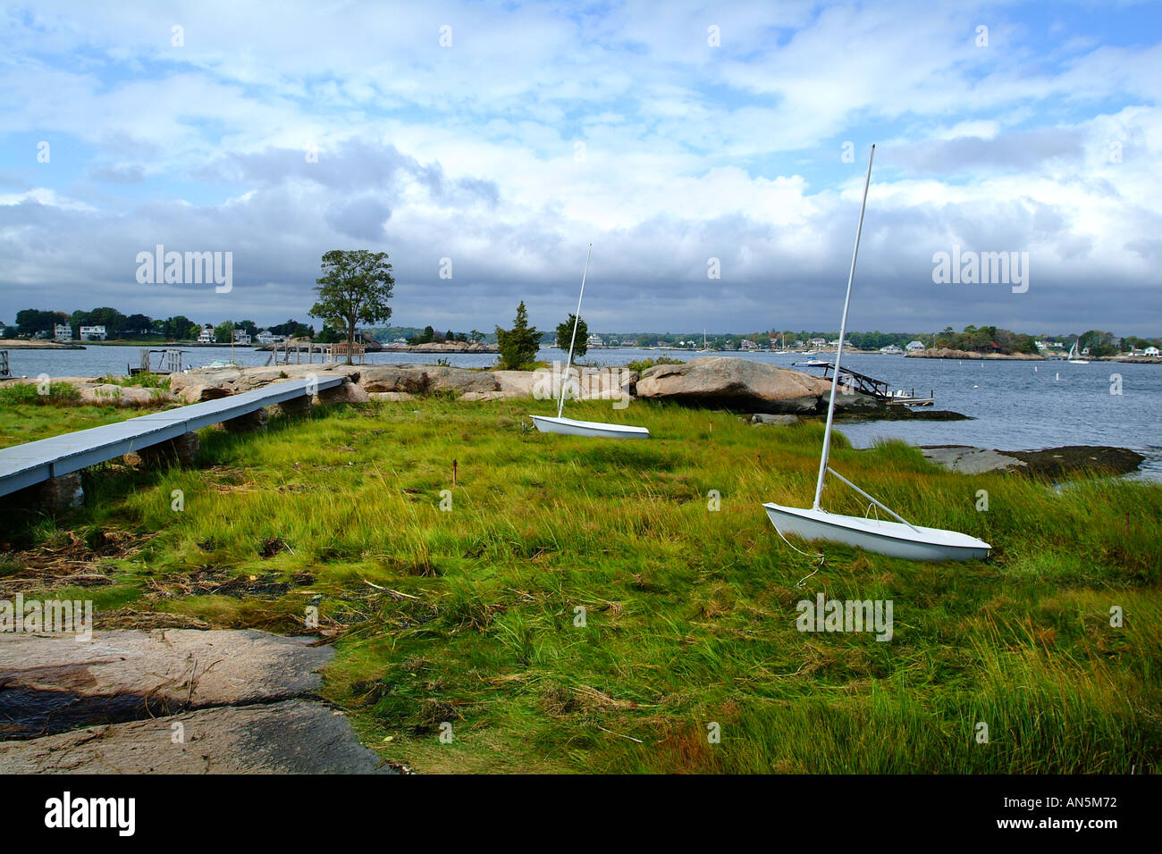 Coastal New England Thimble Islands Branford Connecticut Sailboat and ...