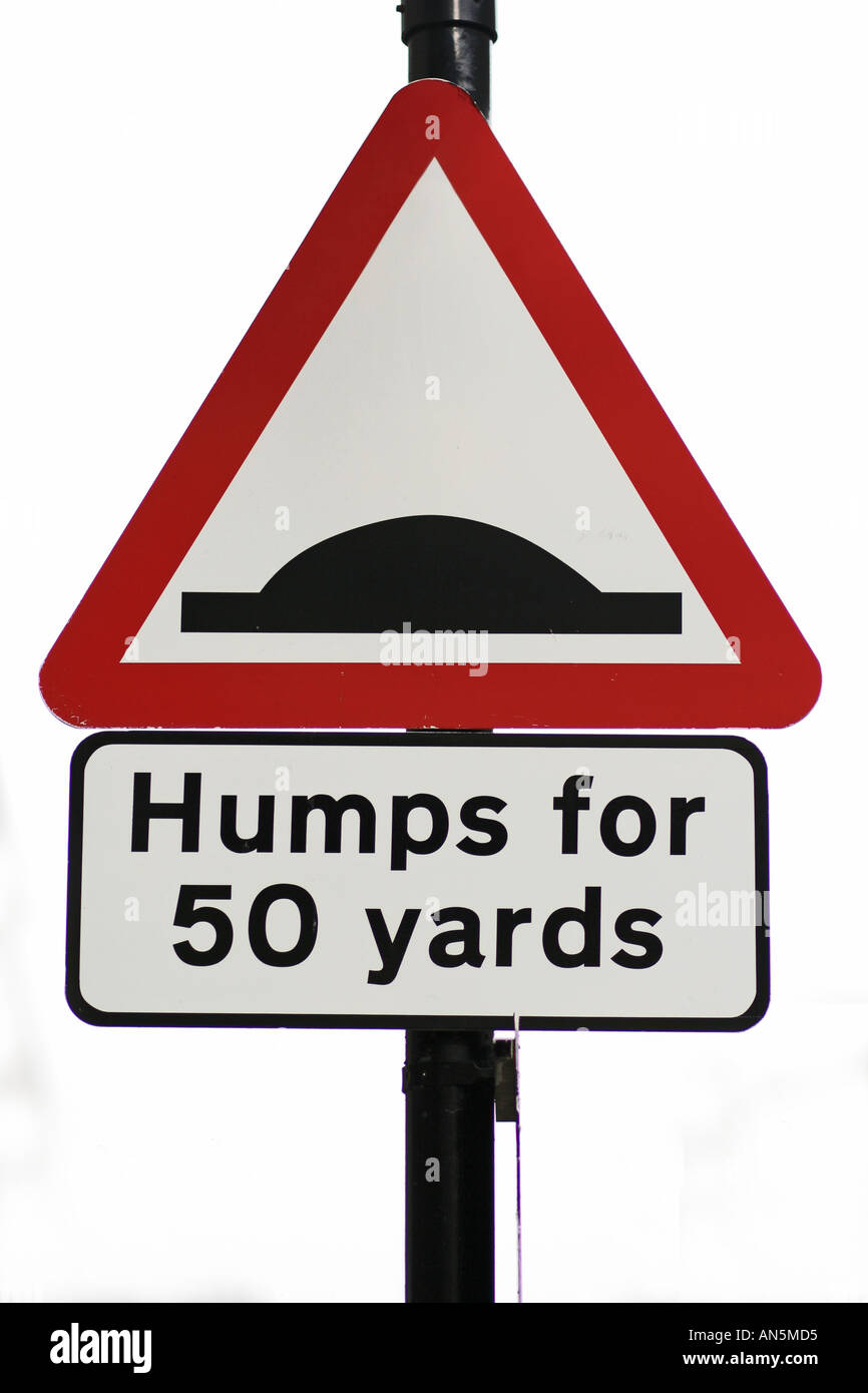speed hump sign in london uk Stock Photo - Alamy