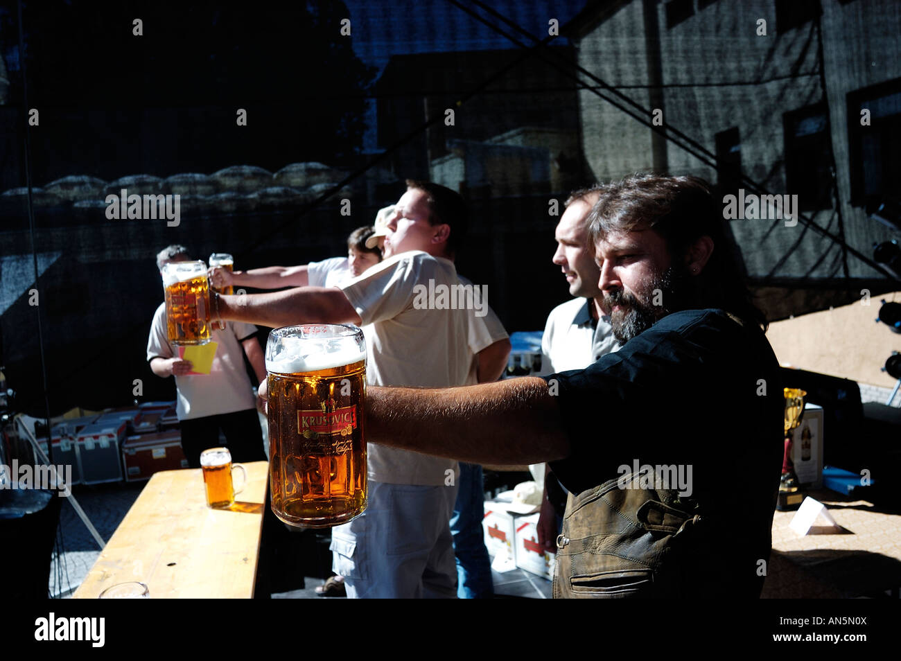 Drinking beer on beer fest Czech Republic Stock Photo - Alamy