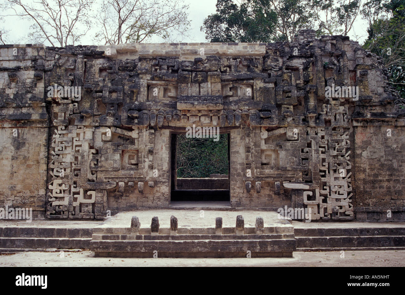 Structure II at the Mayan ruins of Chicanna, Campeche Mexico Stock ...