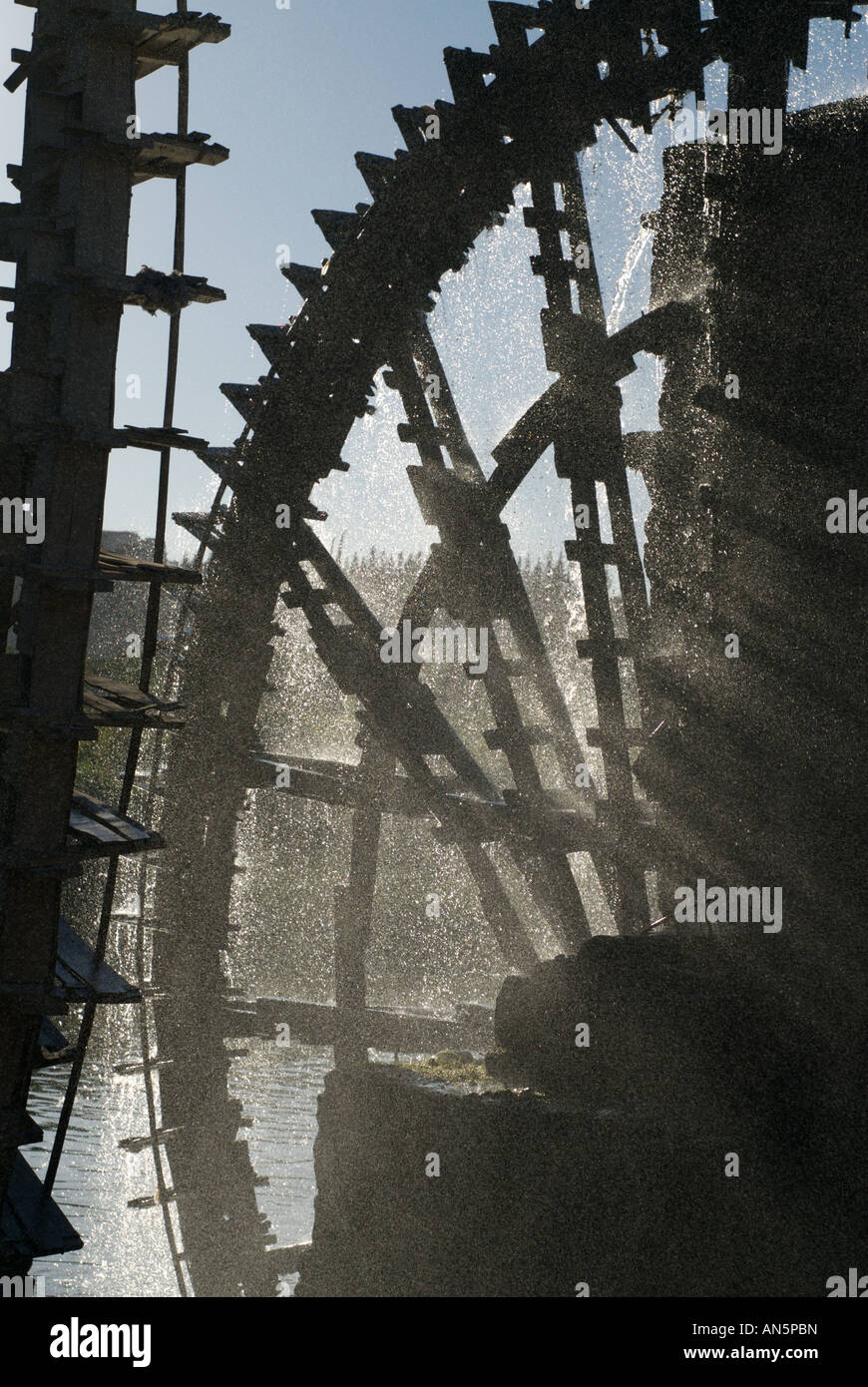 Detail of famous Noria irrigation wheel in Hama, Syria Stock Photo - Alamy