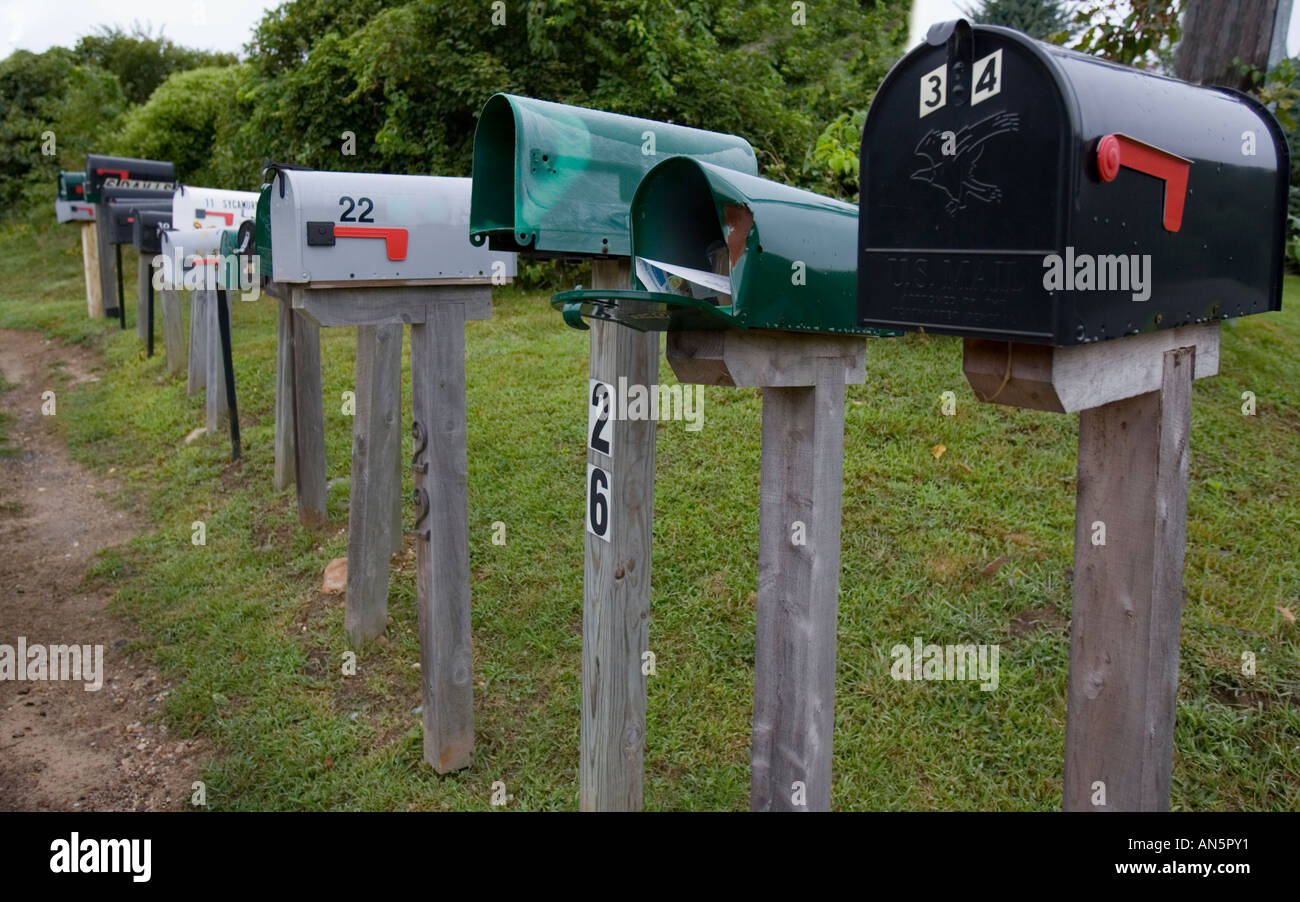 Mailboxes on the side of a rural road Stock Photo - Alamy