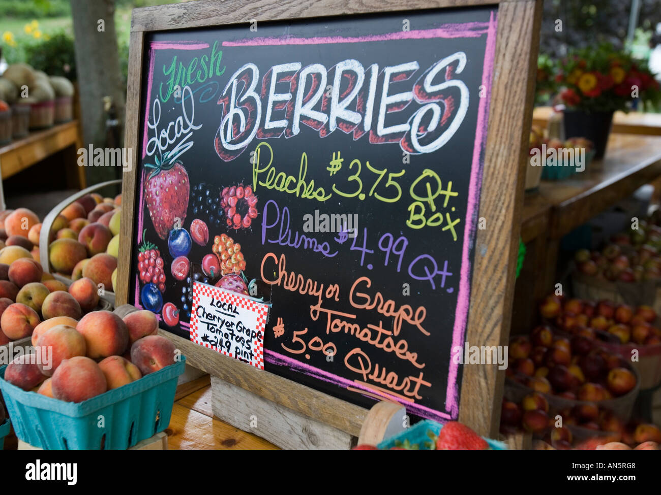 Berries for sale at a farmstand Stock Photo - Alamy