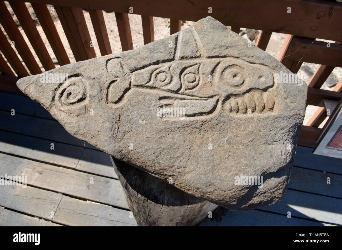 Replica of Native American petroglyph at interpretive display ...