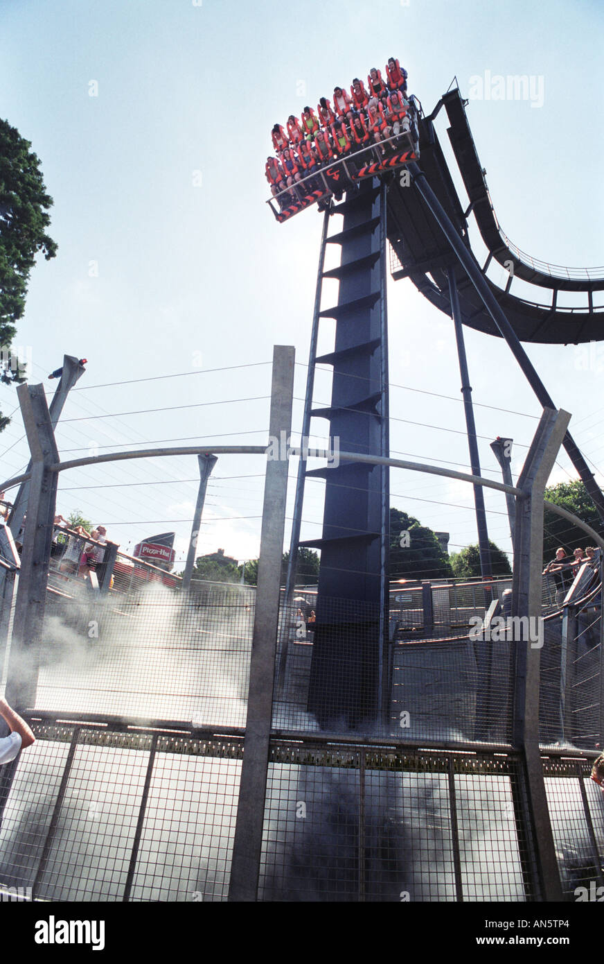 The Oblivion ride at Alton Towers amusement park in Staffordshire UK ...