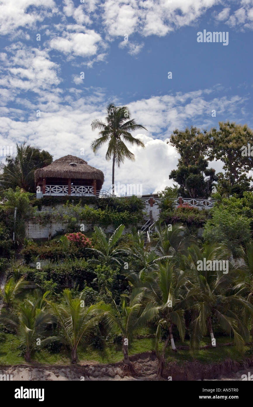 House on a tropical cliff. Sea Cliff, Republic of Panama. Central ...