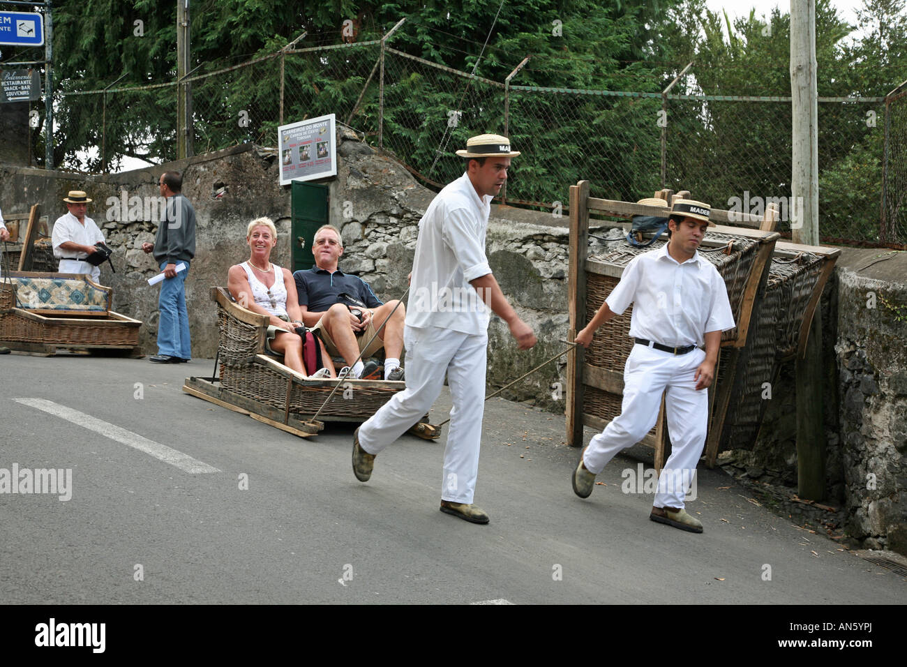 Toboggan ride from monte to funchal madeira wicker baskets hi-res stock ...