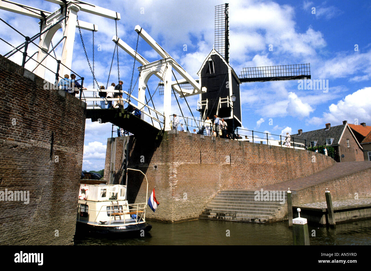Windmill Heusden Brabant port Harbour bridge Netherlands Holland Stock ...