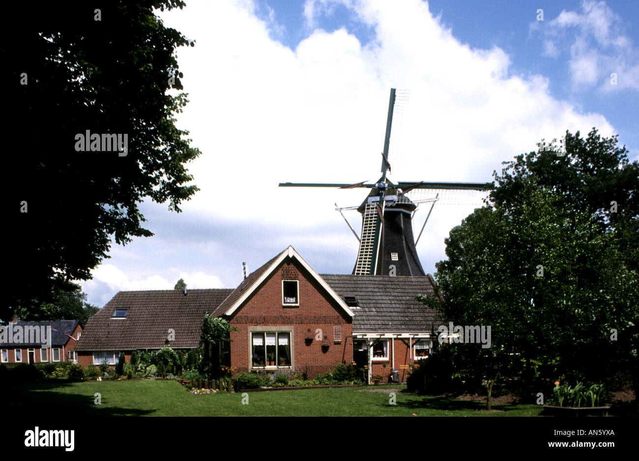 Windmill Farm House Groningen Netherlands Holland Stock Photo - Alamy